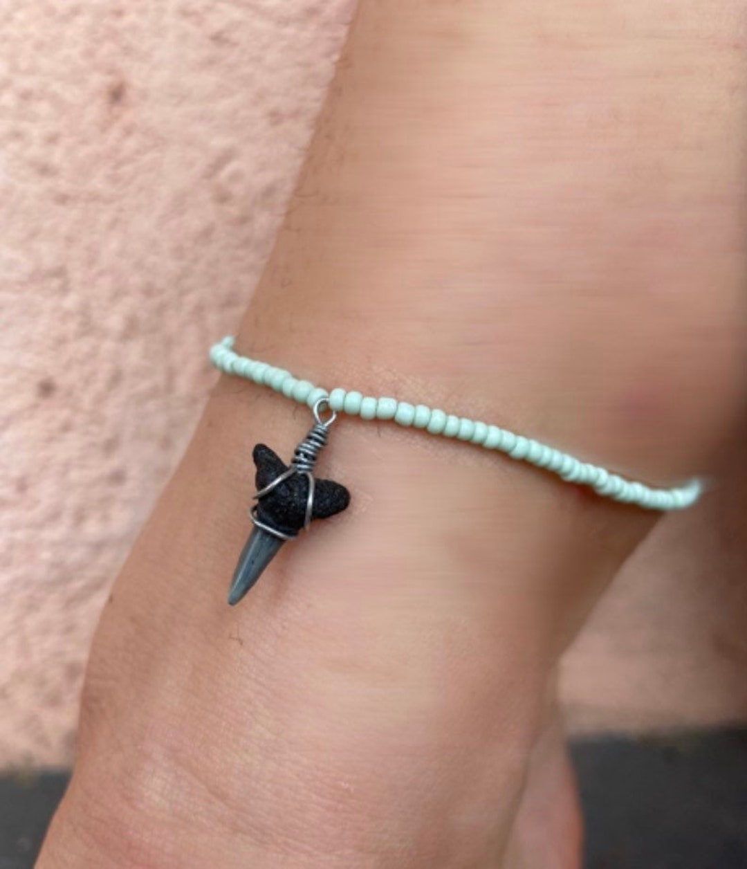 Beaded Anklet, Beachy Anklet, Beaded Body, Gift for Her, Shark Tooth ...