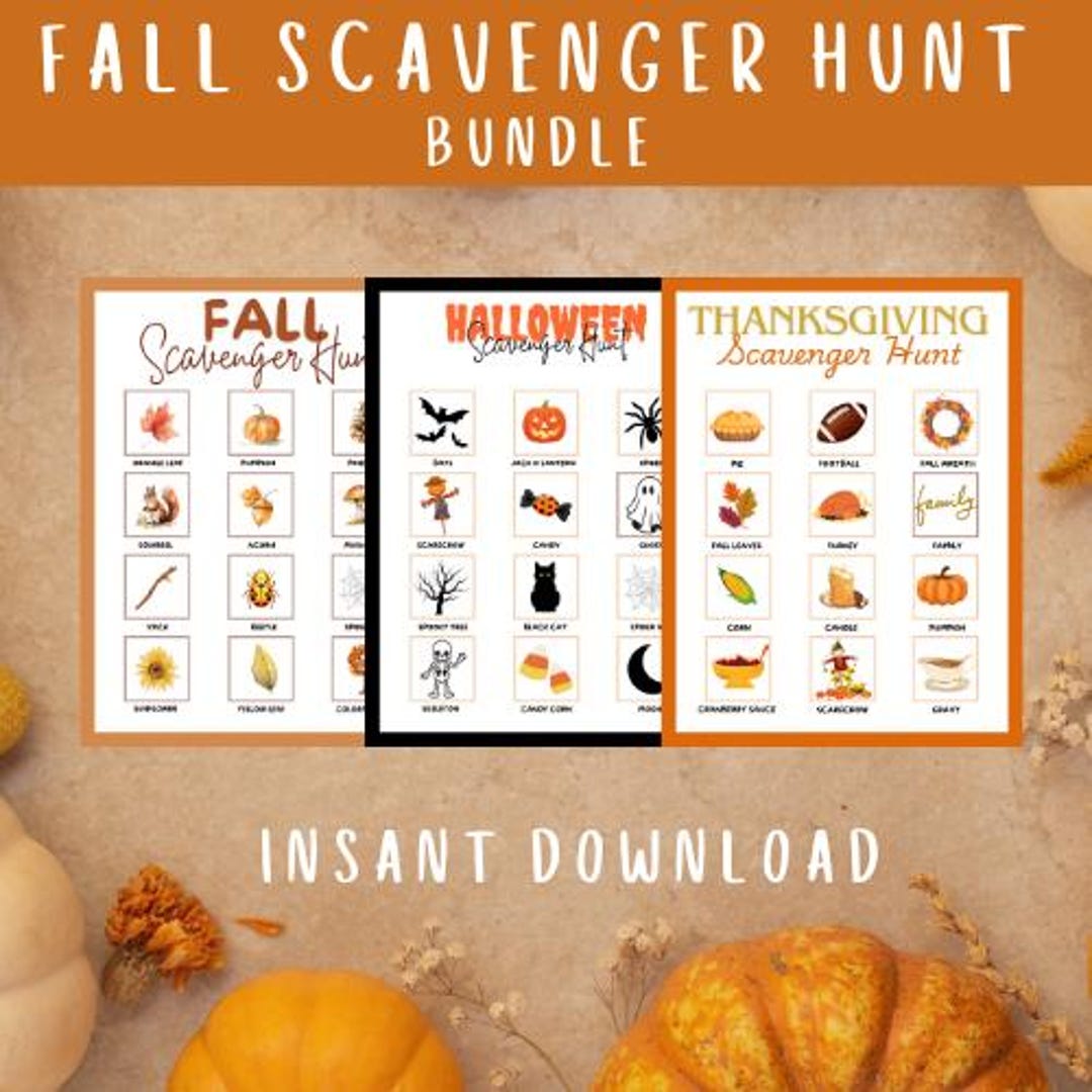 Fall Scavenger Hunt Bundle, Autumn Homeschool Preschool Kindergarten ...