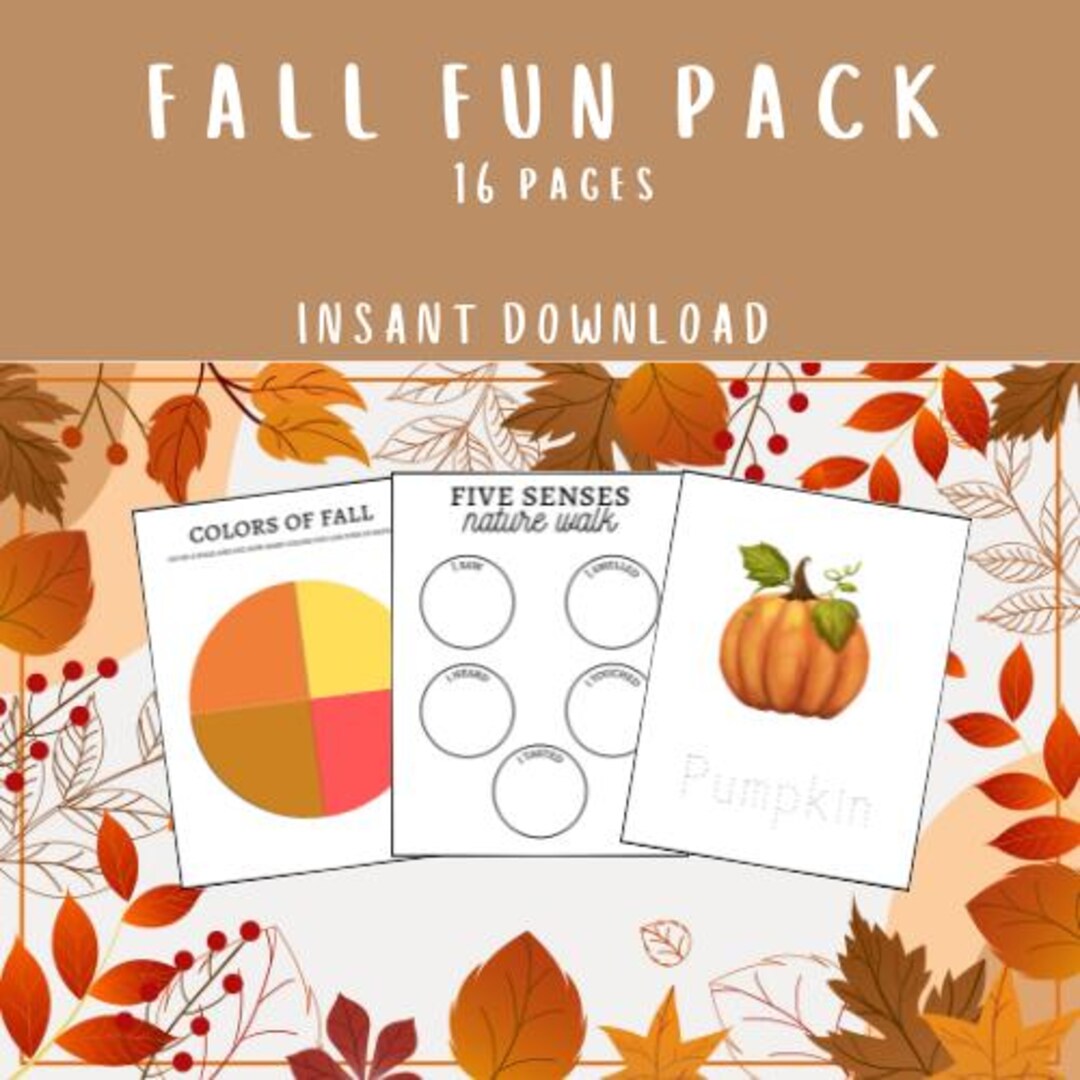 FALL FUN PACK, Activity Printables, 16 Pages, Preschool Kindergarten ...