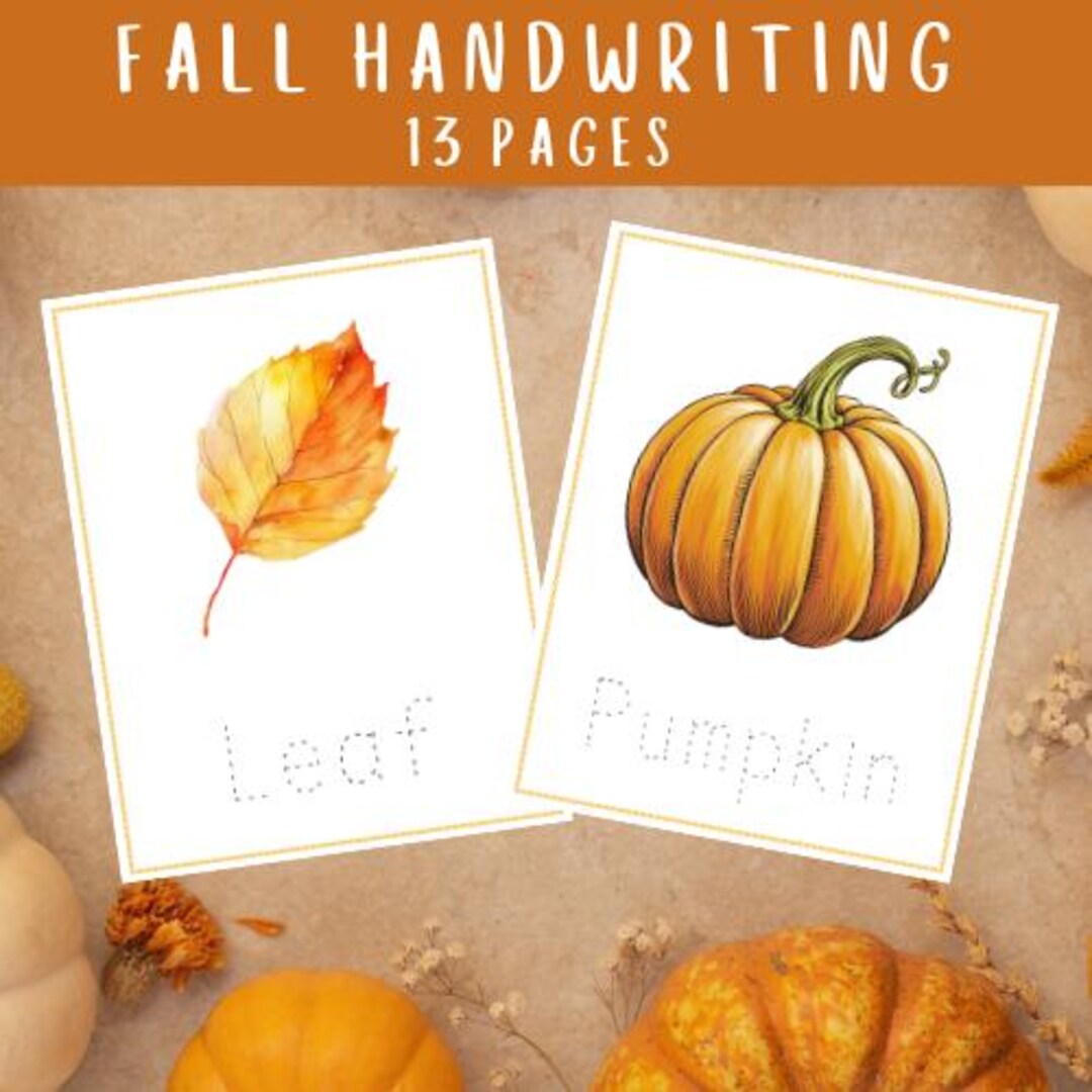Autumn Tracing Pages, Kindergarten Handwriting, Fall Homeschooling - Etsy