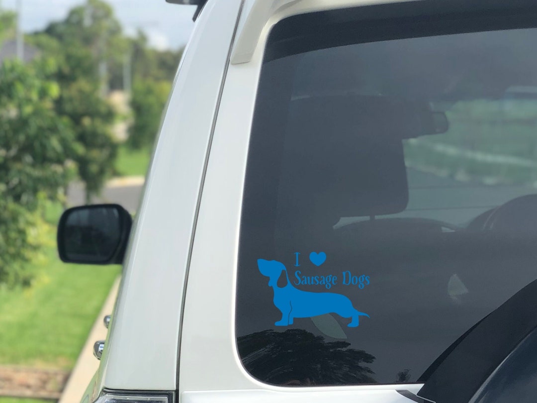 I Love Sausage Dogs Window Decal Bumper Sticker - Great for Car Windows ...
