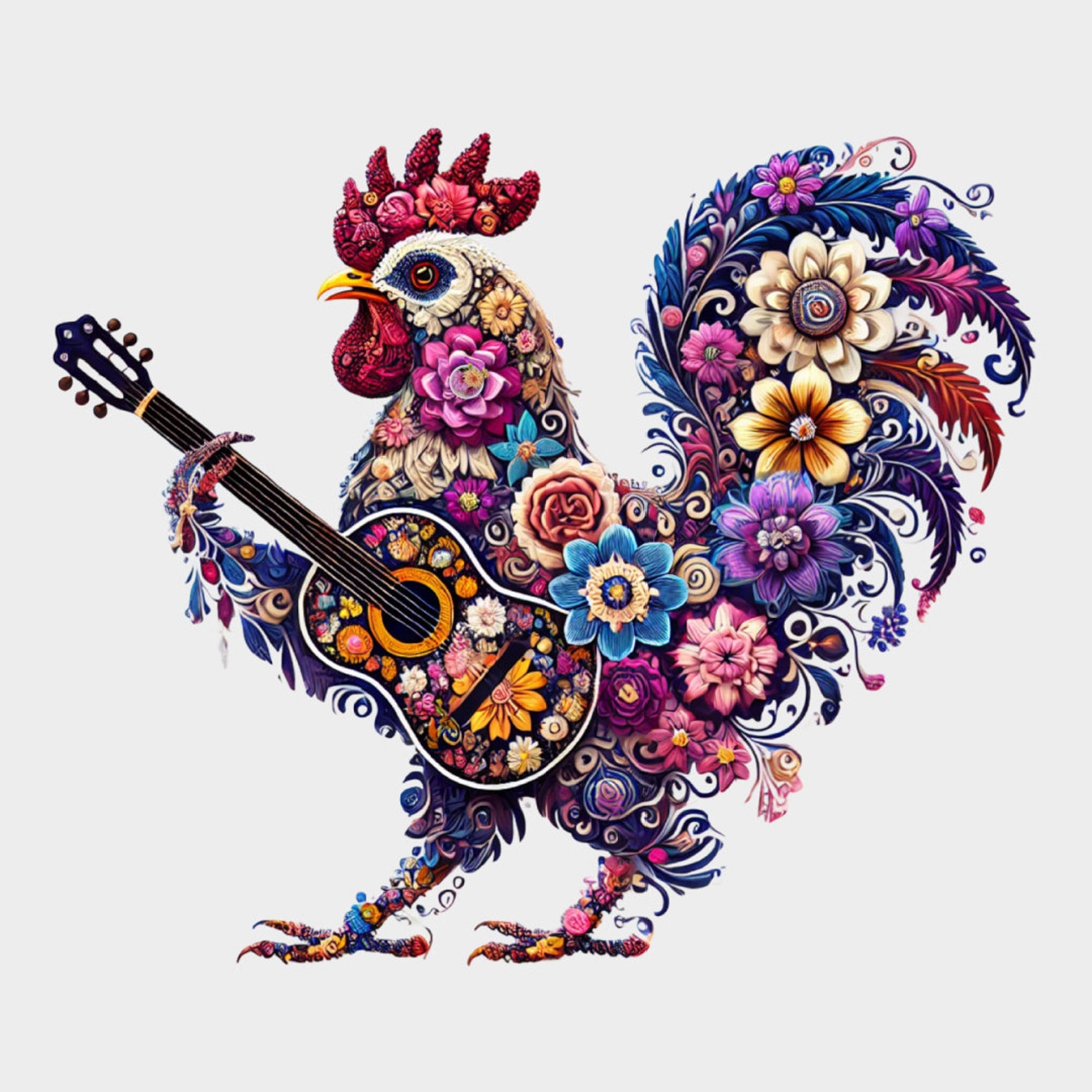 Johnny the Rock 'n' Roll Rooster PNG | Chicken Art PNG | Sublimation ...