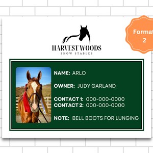Editable Stall Card Template for Horse Shows With Logo and Photo ...