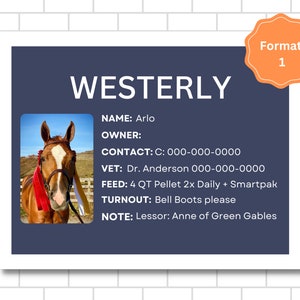 Editable Stable Stall Card Template With Logo and Photo Customizable ...