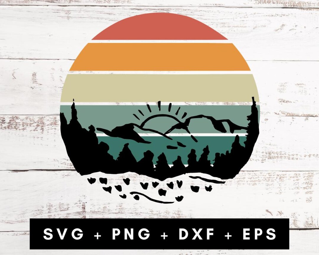 Retro Sunset Lake SVG PNG: Summer Vibes Graphic (digital Download) - Etsy