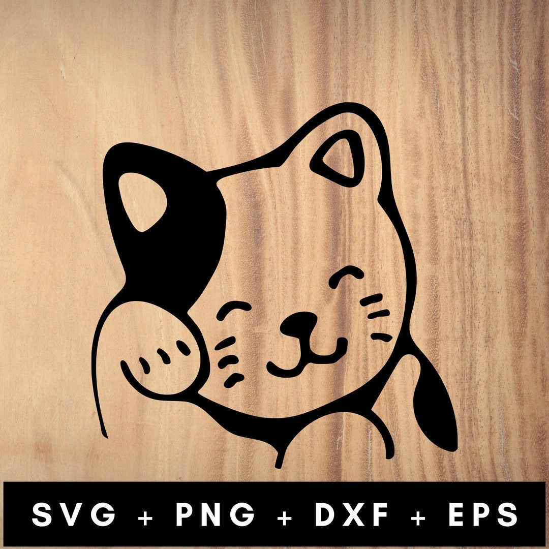 Happy Kitty Svg Png Dxf Eps, Cat Svg, Cute Cat Svg, Kitten Svg, Black ...