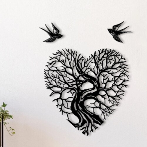 Heart Tree of Life Steel Wall Decor Metal Wall Art / Metal - Etsy