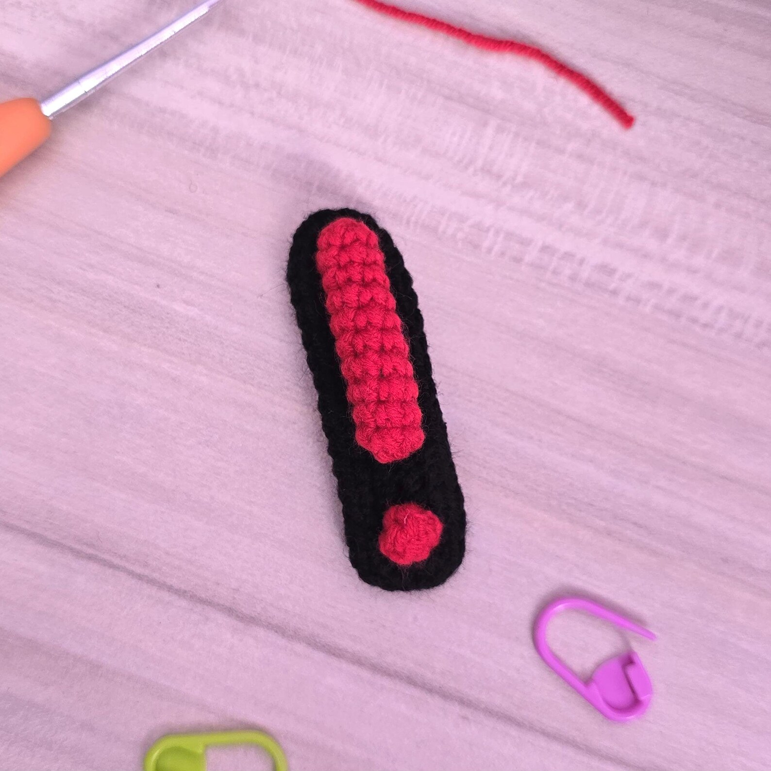Handmade Crochet Angry, Drop, Exclamation Mark Manpu Hairclip Cute ...
