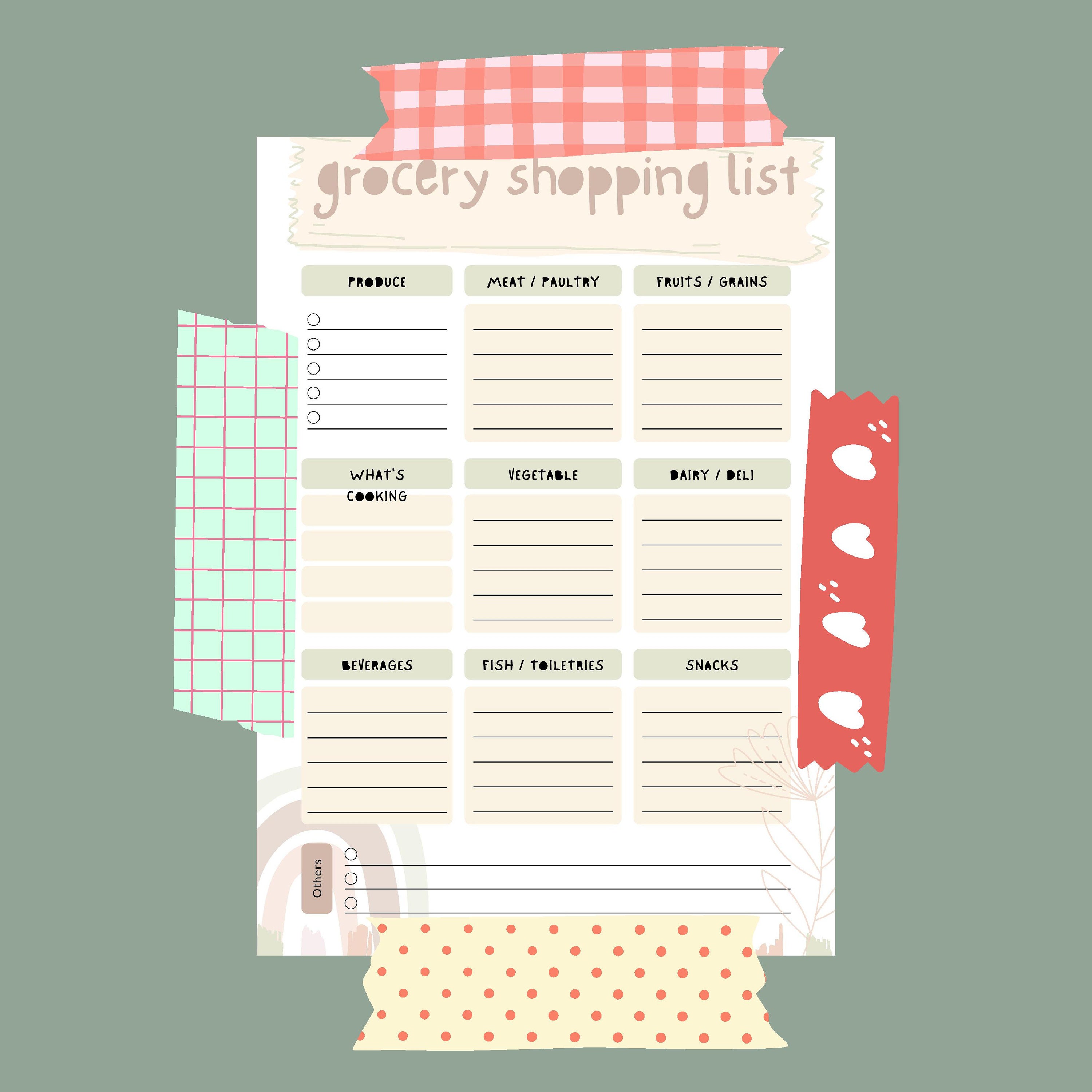 Grocery Shopping List Planner Sheet - Etsy