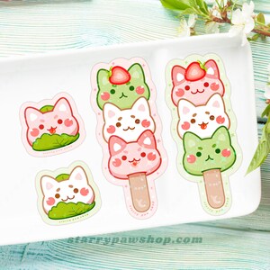 Dango Mochi Cat Stickers Set | 4.5 - 2" Star Holographic Waterproof ...