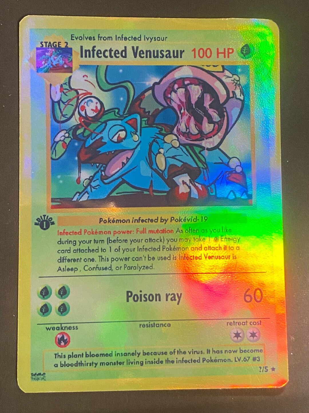 Infected Venusaur Charizard Gx Ex Vmax V Pokémon Card Orica Holographic ...