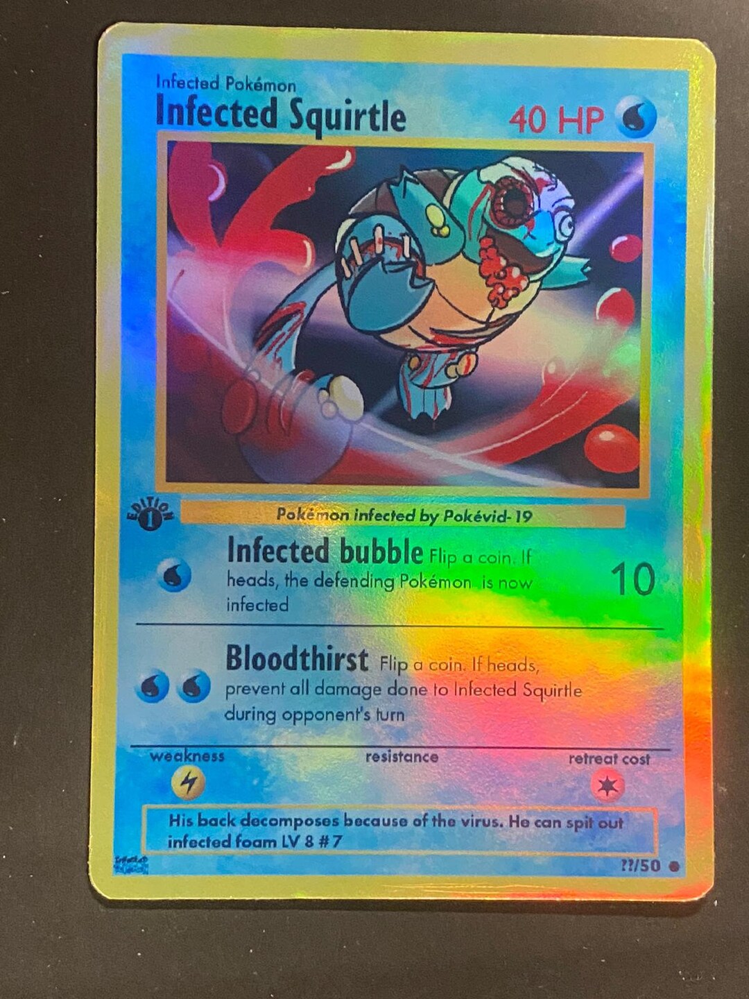 Infected Squirtle Charizard Gx Ex Vmax V Pokémon Card Orica Holographic ...