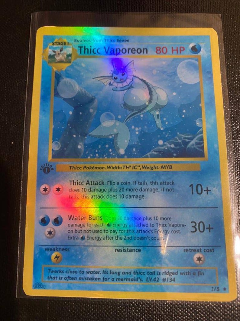 Thicc Vaporeon Charizard Gx Ex Vmax V Pokémon Card Orica Holographic ...