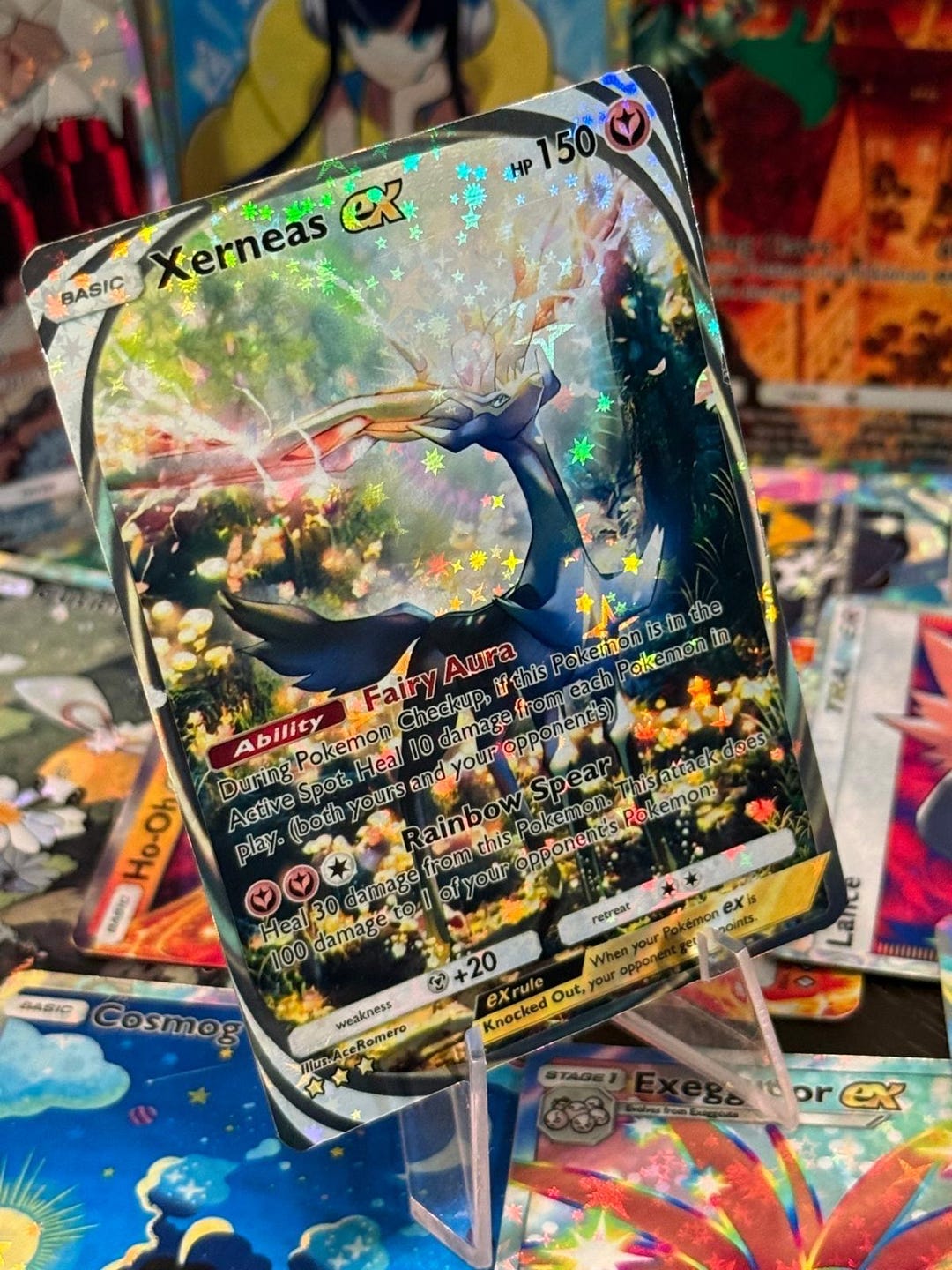 Xerneas Shiny Shining Ex Pocket App Tcg Gx Vmax V Card Holographic Full ...