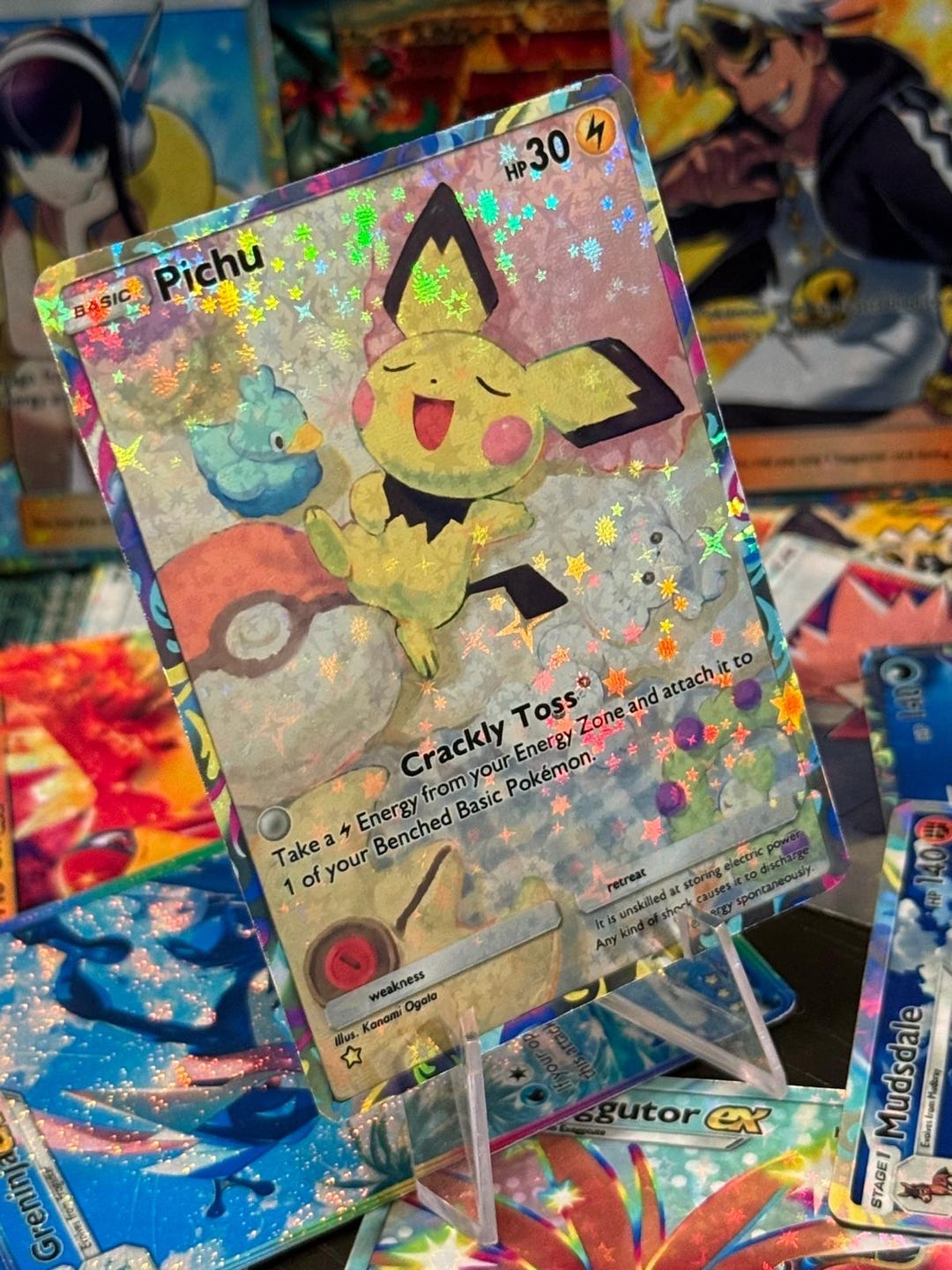 Pichu Ex Pocket App Tcg Gx Vmax V Card Holographic Full Art Pikachu ...