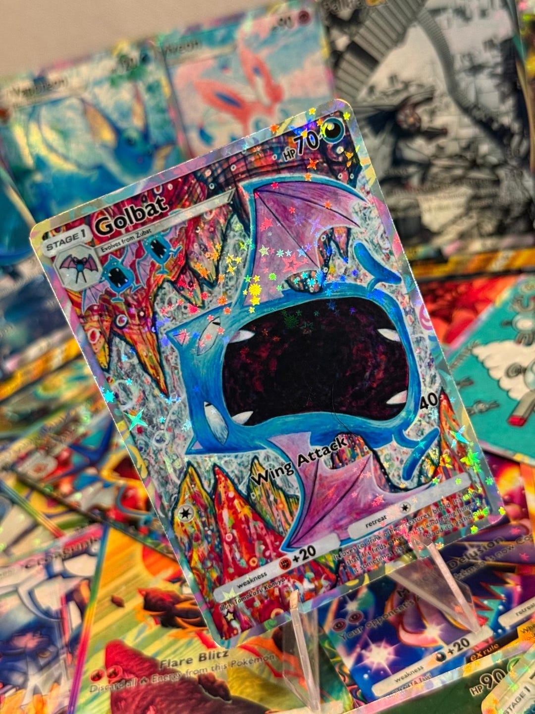 Golbat Shiny Shining Ex Tcg Gx Vmax V Card Holographic Full Art Pikachu ...