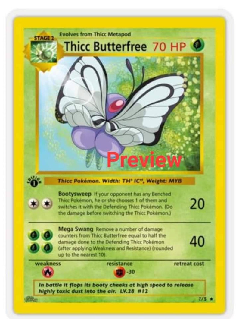 Thicc Butterfree Charizard Gx Ex Vmax V Pokémon Card Orica - Etsy Ireland