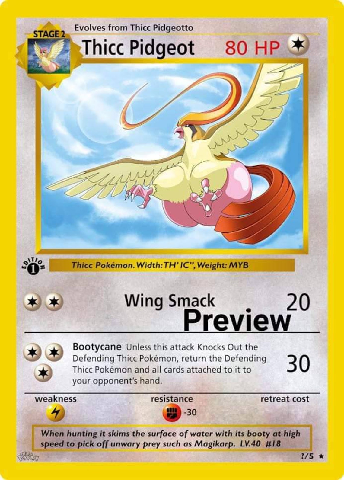 Thicc Pidgeot Charizard Gx Ex Vmax V Pokémon Card Orica - Etsy