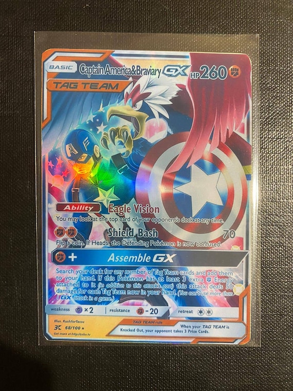 Captain America Braviary Gx Tag Team Charizard Gx Ex Vmax V - Etsy