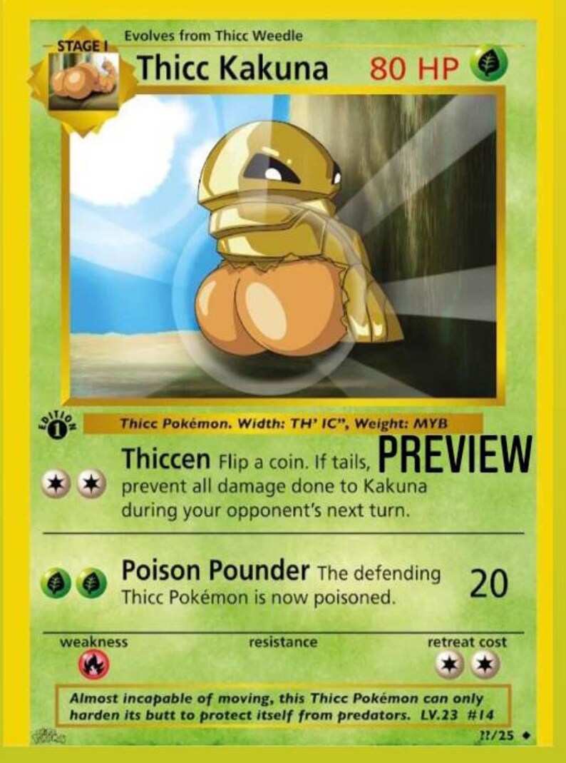 Thicc Kakuna Charizard Gx Ex Vmax V Pokémon Card Orica - Etsy