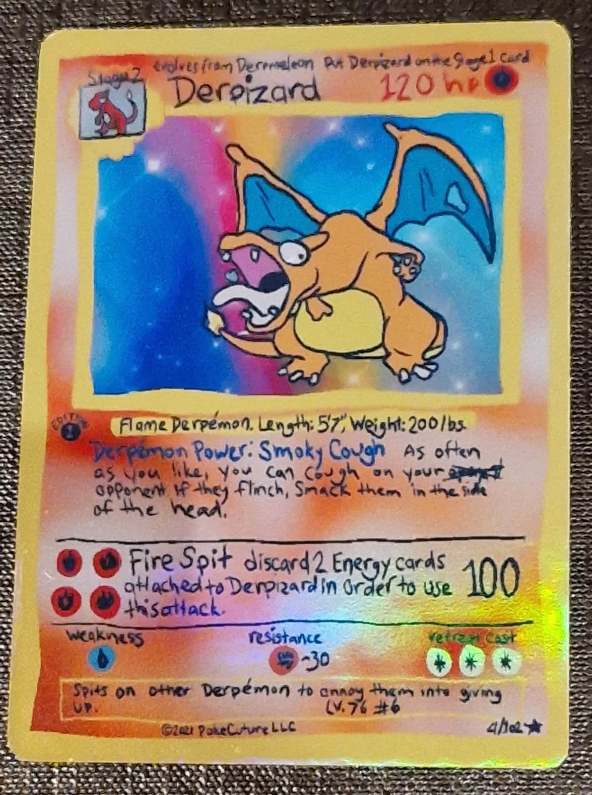 Derpizard Derpy Charizard Gx Ex Vmax V Pokémon Card Orica Holographic Pikachu Pokemon Celestial ...