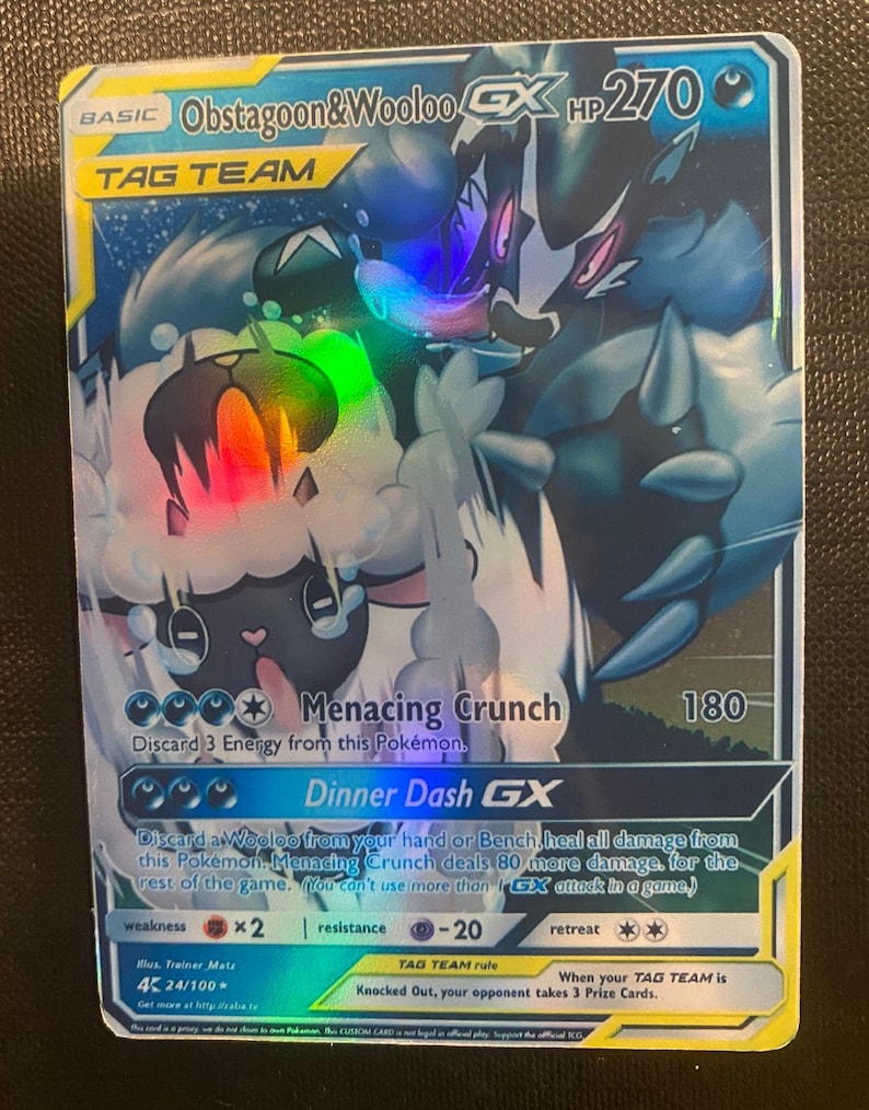 Obstagoon Wooloo Tag Team Gx Ex Vmax V Pokémon Card Orica - Etsy