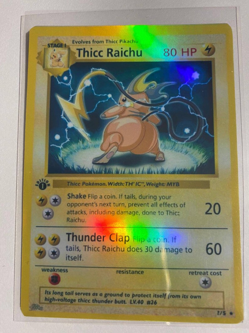 Thicc Raichu Charizard Gx Ex Vmax V Pokémon Card Orica Holographic ...