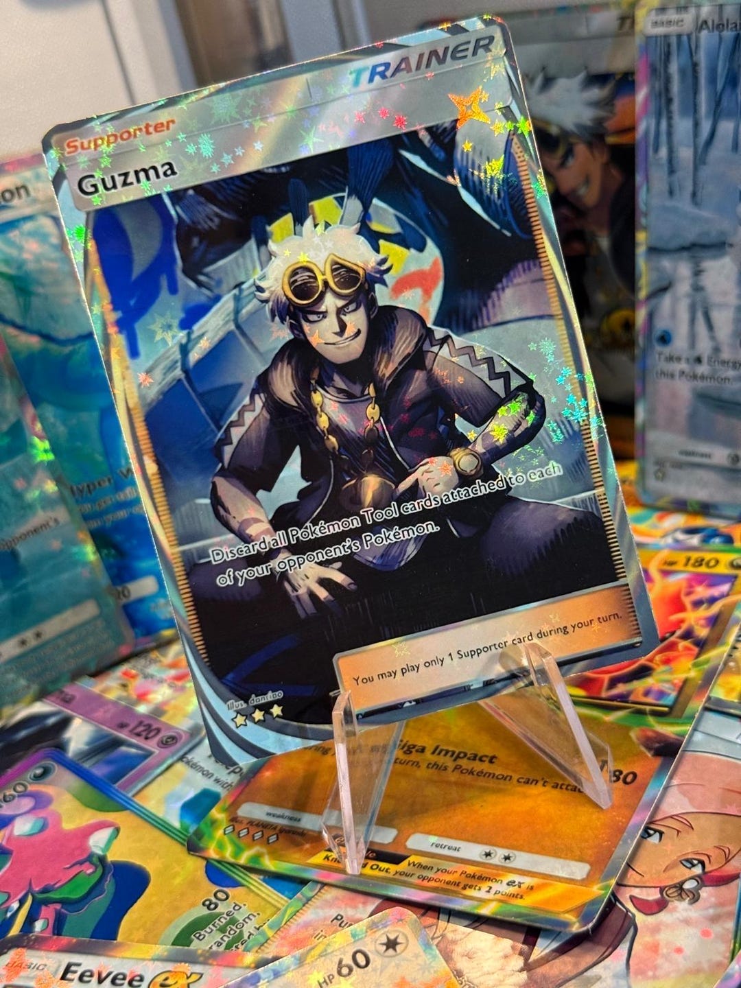 Guzma Trainer Ex Pocket App Tcg Gx Vmax V Card Holographic Pikachu ...