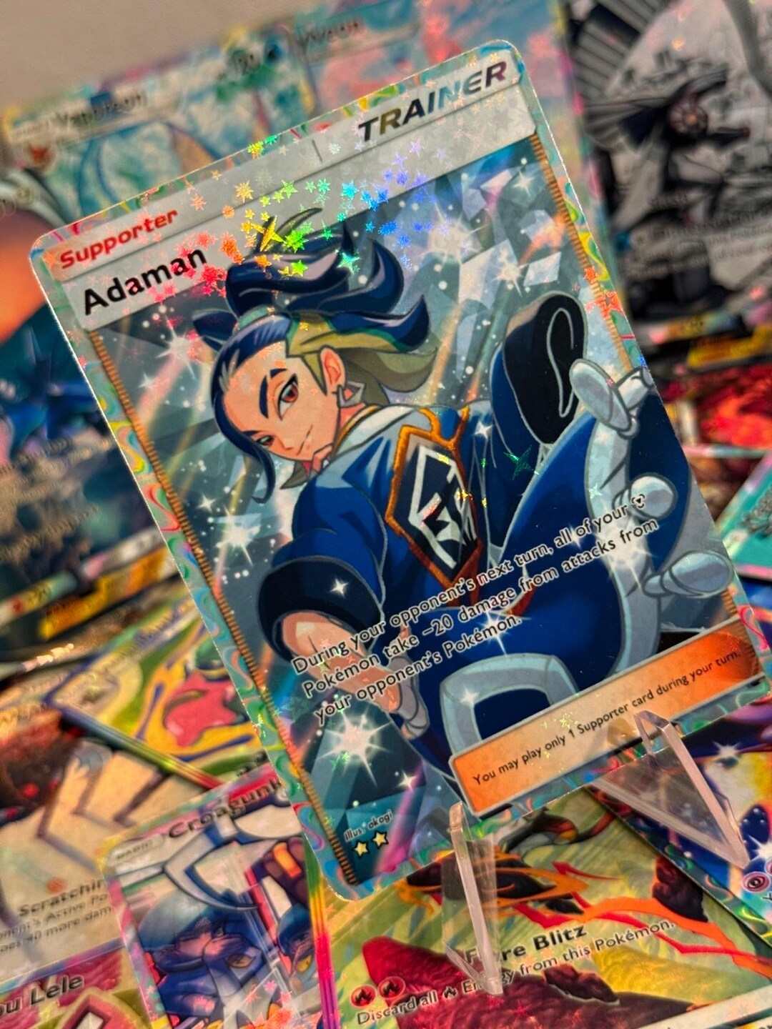 Adaman Trainer Shining Ex Tcg Gx Vmax V Card Holographic Pikachu ...