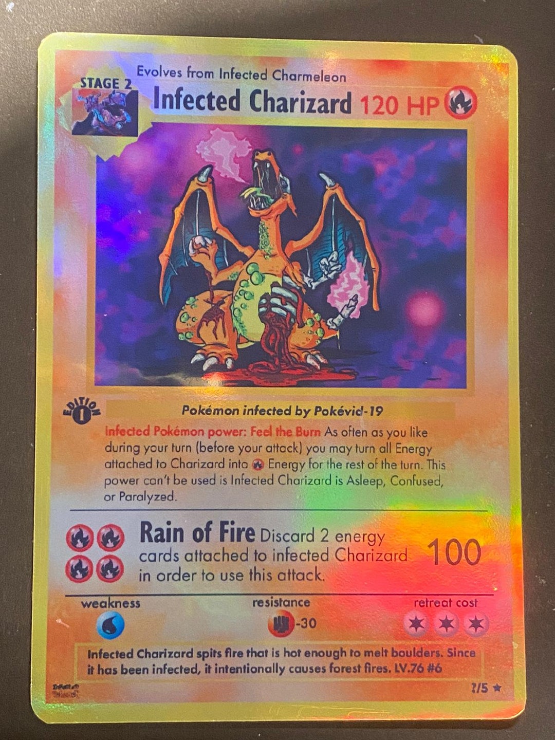 Thicc Infected Charizard Gx Ex Vmax V Pokémon Card Orica Holographic ...