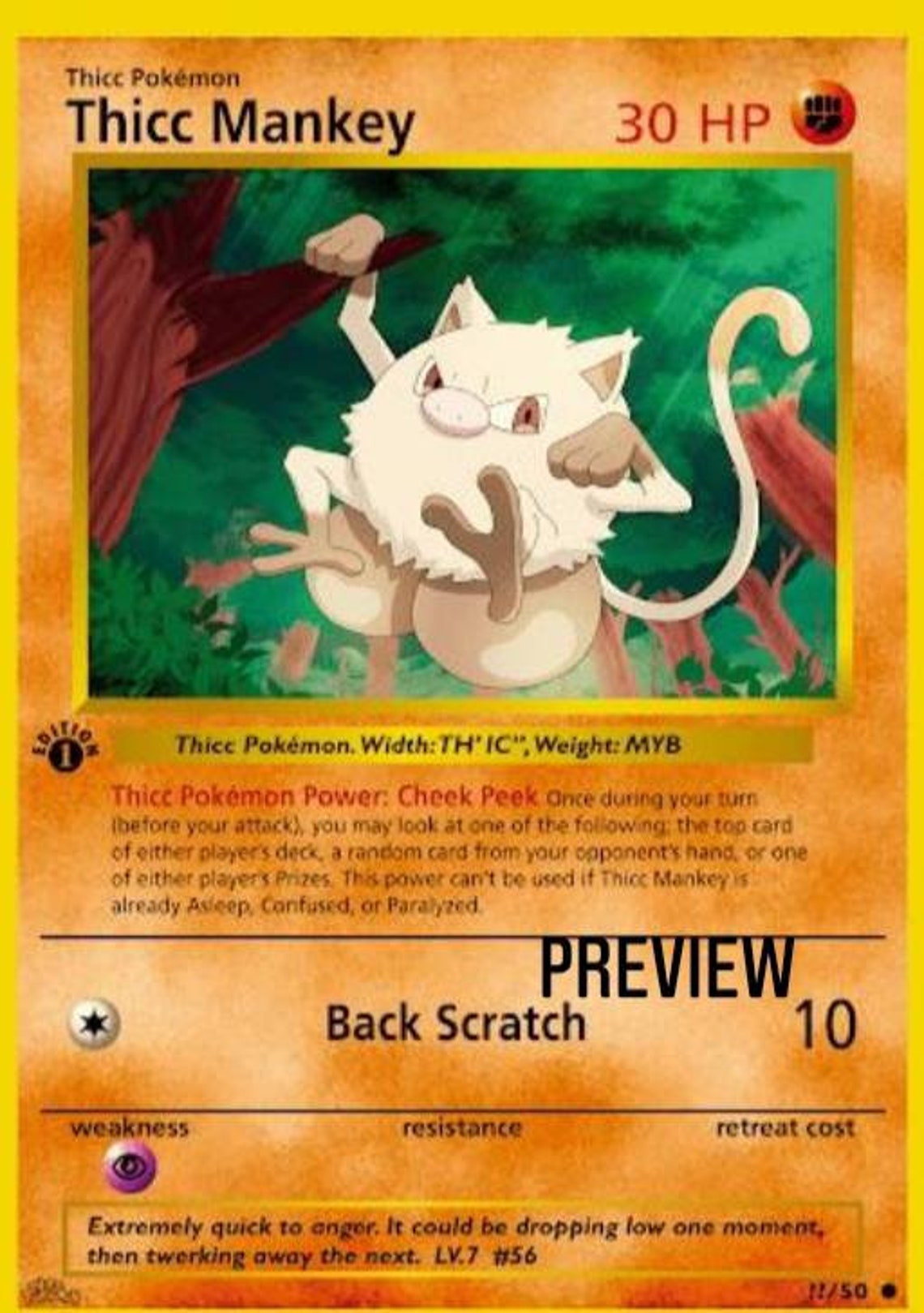 Thicc Mankey Charizard Gx Ex Vmax V Pokémon Card Orica - Etsy Australia