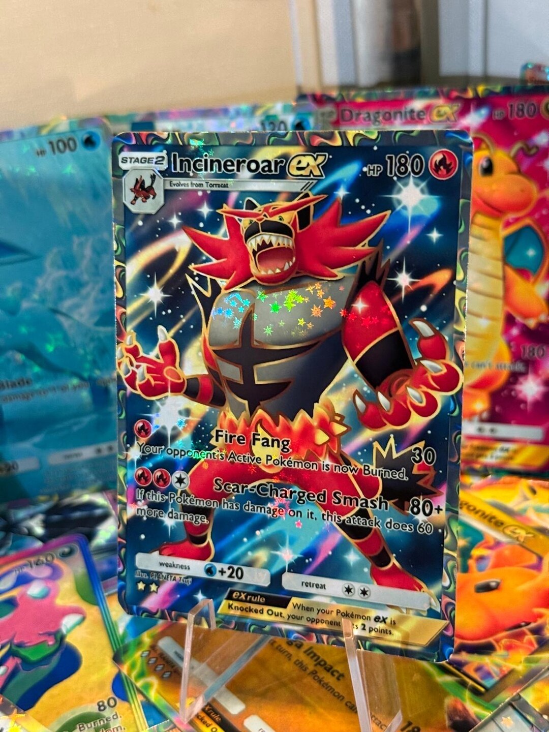 Incineroar Shiny Shining Ex Pocket App Tcg Gx Vmax V Card Holographic ...