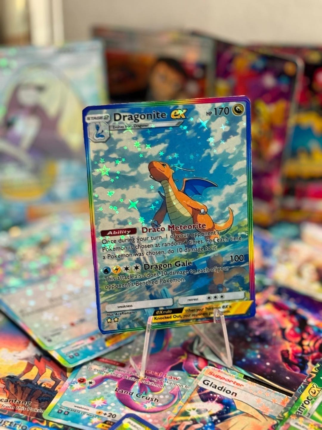 Dragonite Shiny Shining Ex Tcg Gx Vmax V Card Holographic Full Art ...