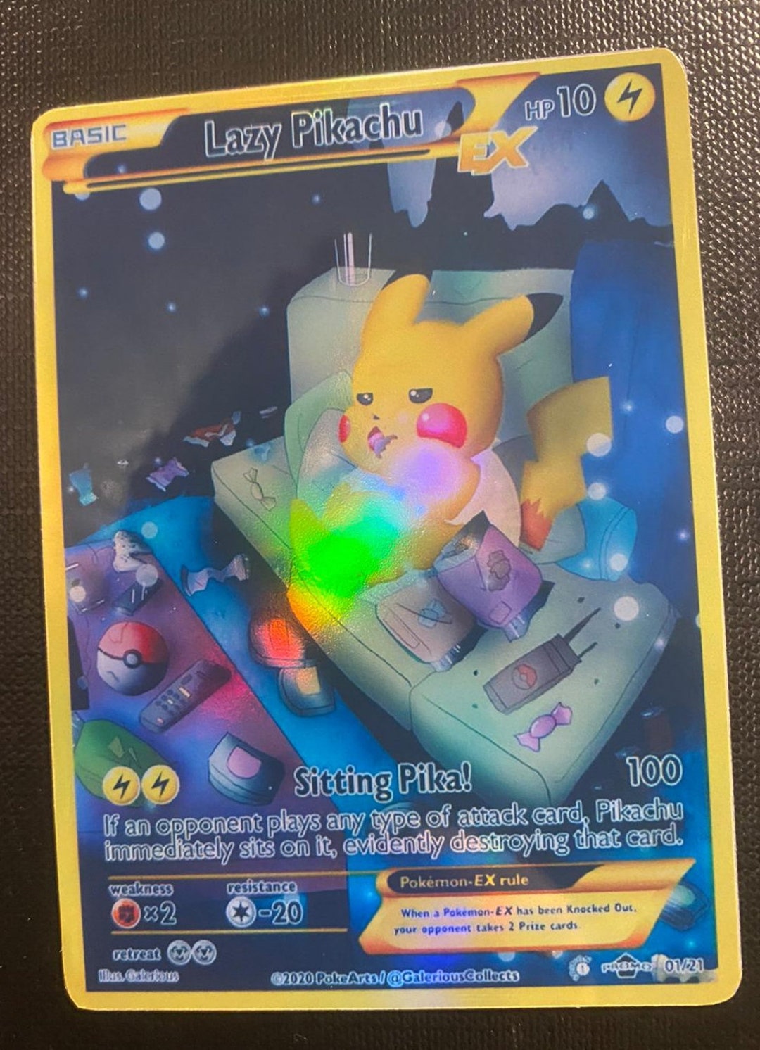 Lazy Pikachu Gx Ex Vmax V Card Orica Holographic Pikachu Pokemon ...