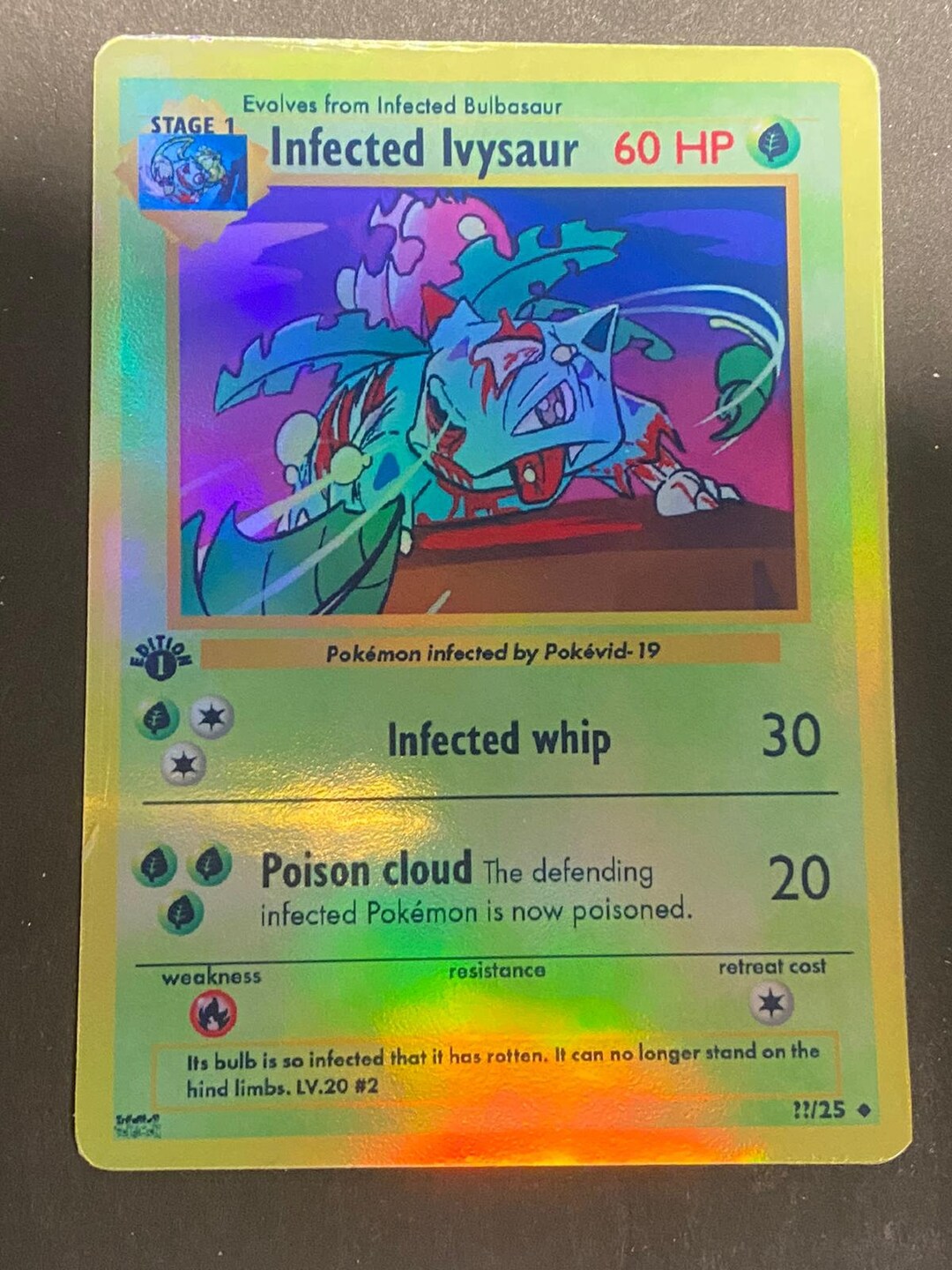 Infected Ivysaur Charizard Gx Ex Vmax V Card Orica Holographic Pikachu ...