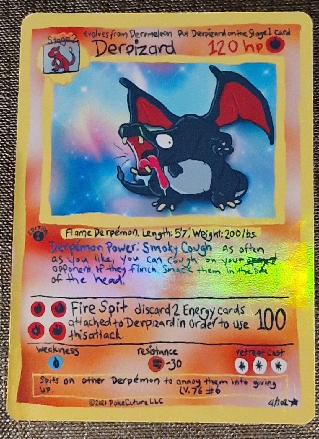 Derpizard Derpy Charizard Gx Ex Vmax V Pokémon Card Orica Holographic ...