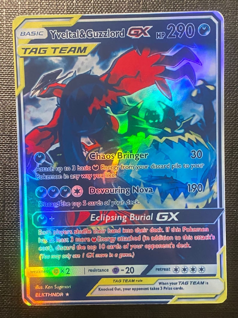 Yveltal Guzzlord Tag Team Gx Ex Vmax V Pokémon Card Orica Holographic Pikachu Pokemon Celestial ...