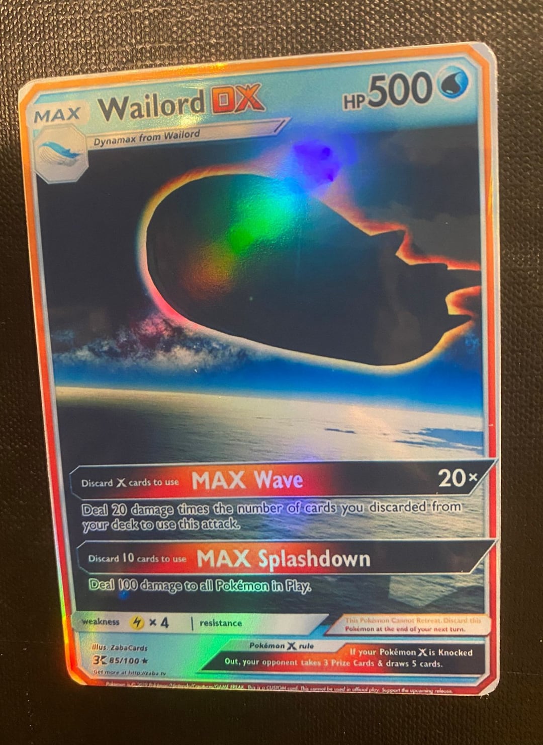 Wailord Gx Ex Vmax V Pokémon Card Orica Holographic Pikachu - Etsy