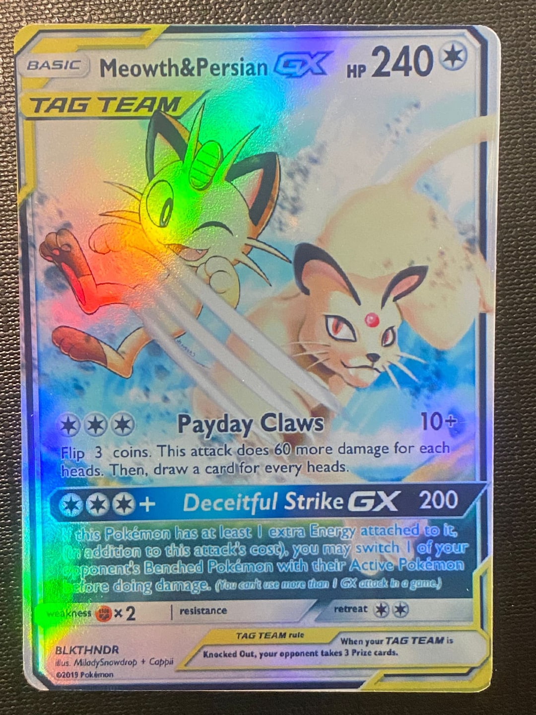 Meowth Persian Tag Team Charizard Gx Ex Vmax V Card Orica Holographic ...
