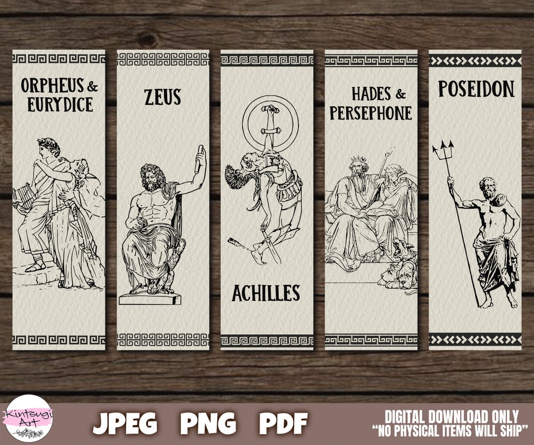 Digital Bookmark, Greek Mythology Bookmark (achilles, Orpheus, Eurydice ...
