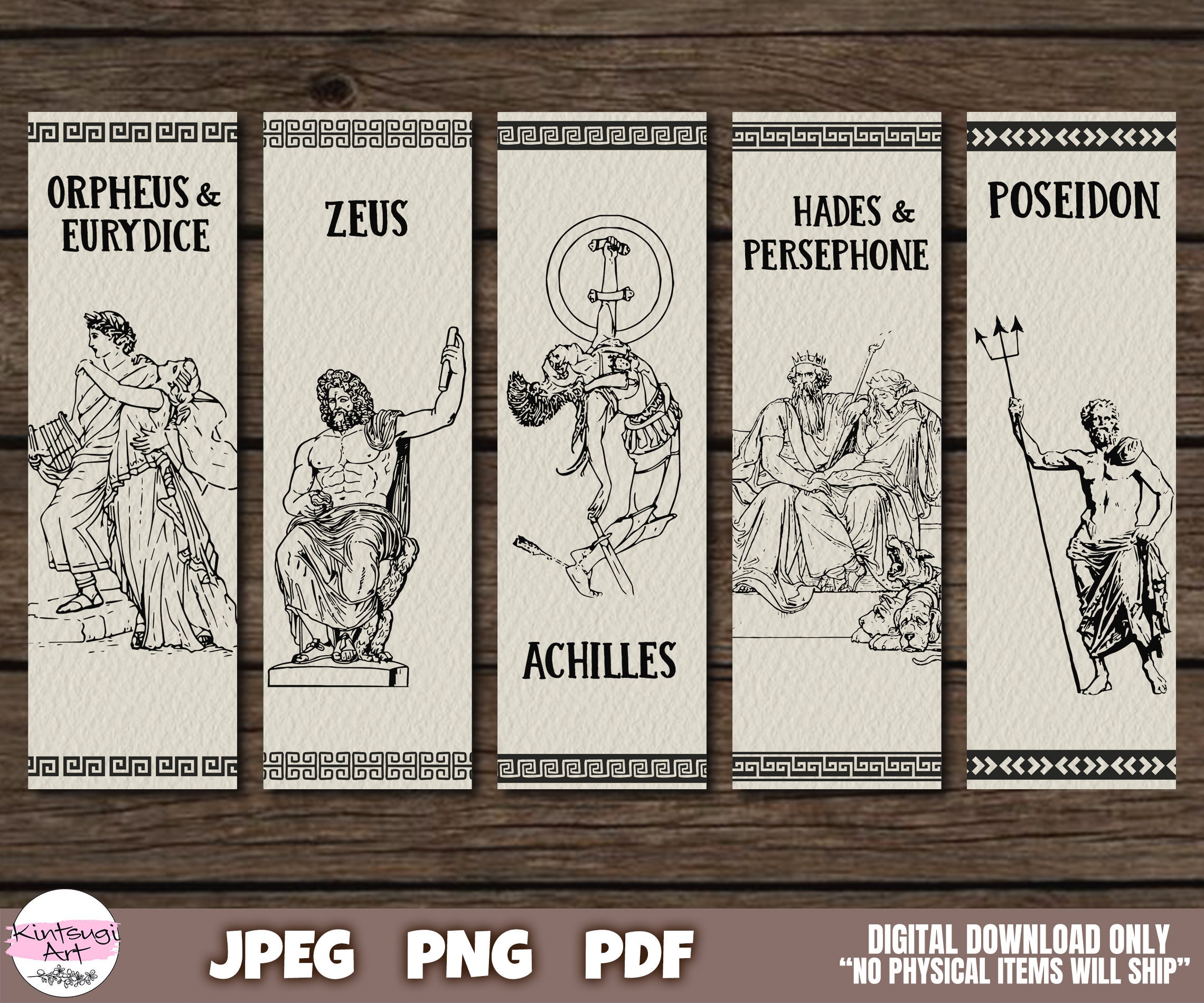 Digital Bookmark, Greek Mythology Bookmark achilles, Orpheus, Eurydice ...