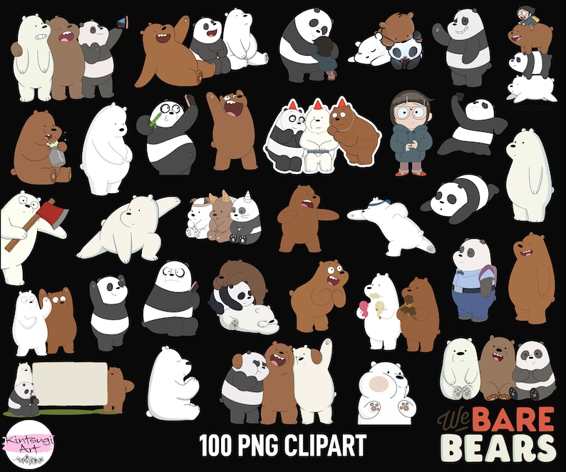 We Bare Bears, PNG, Bare Bears Clipart, Instant Download, Printable ...