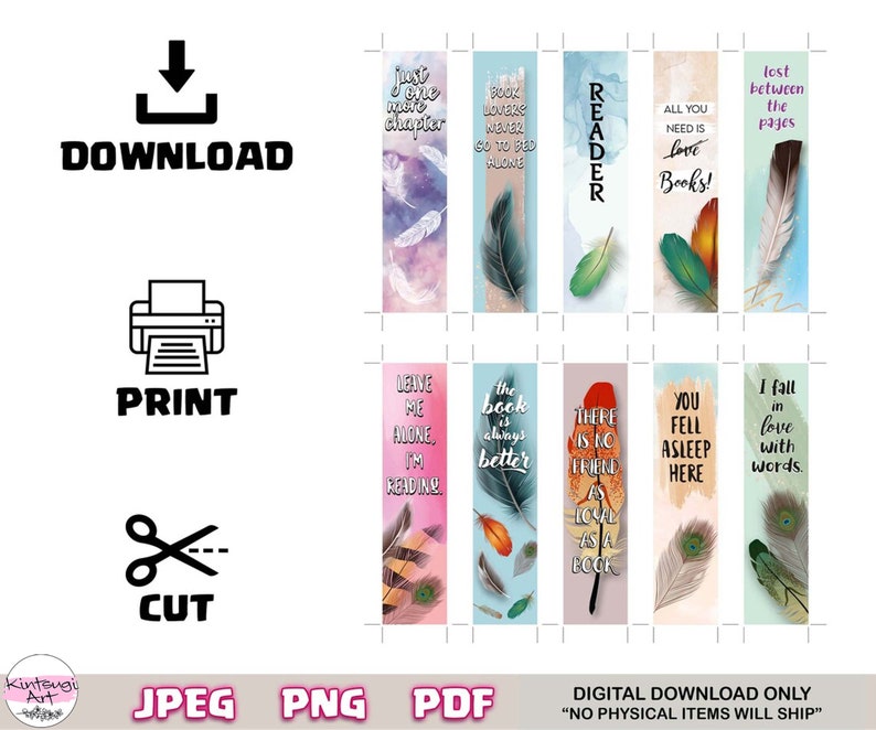 Printable Bookmarks Template, Printable Bookmarks Set, Bookmarks ...