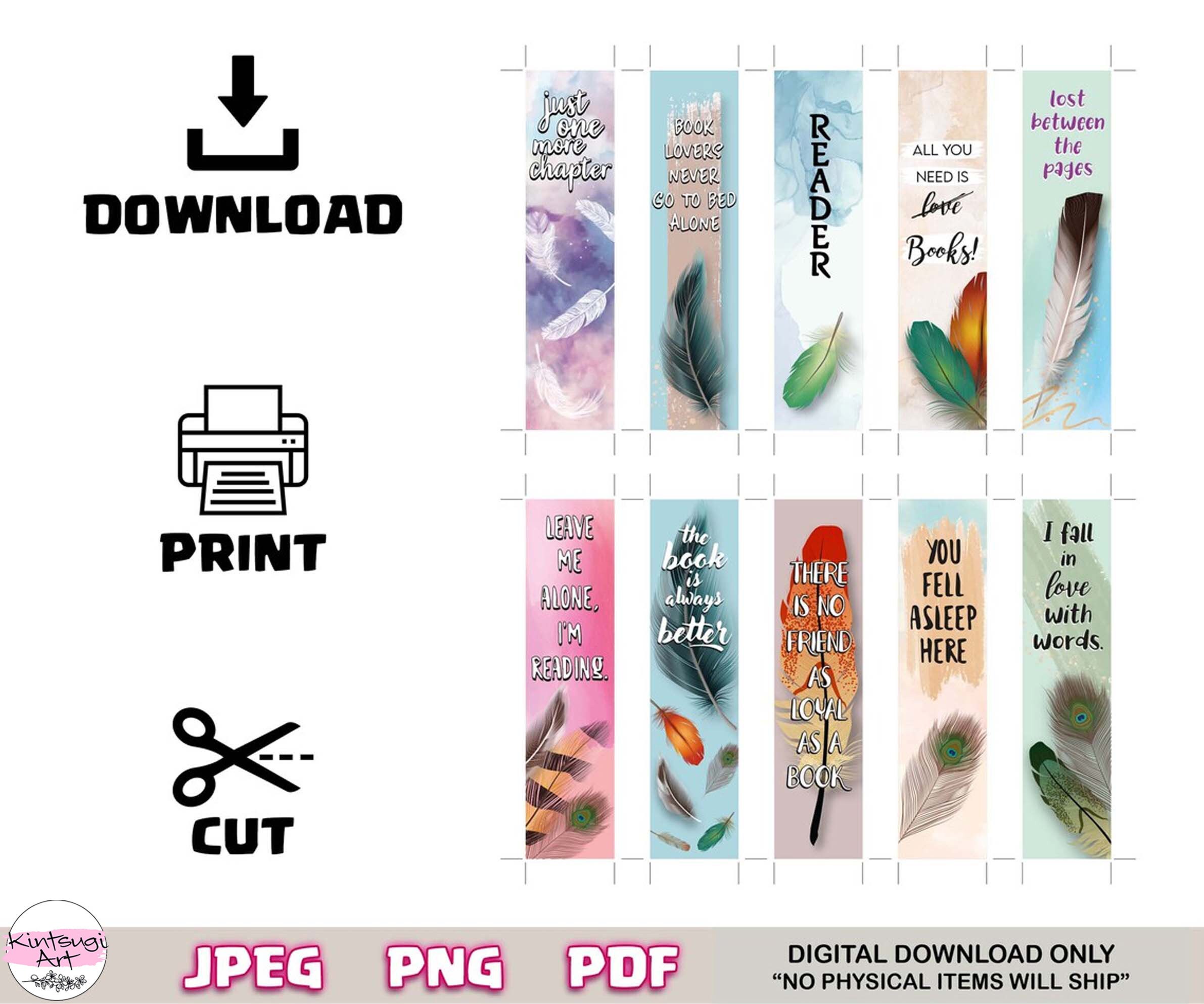 Printable Bookmarks Template, Printable Bookmarks Set, Bookmarks ...