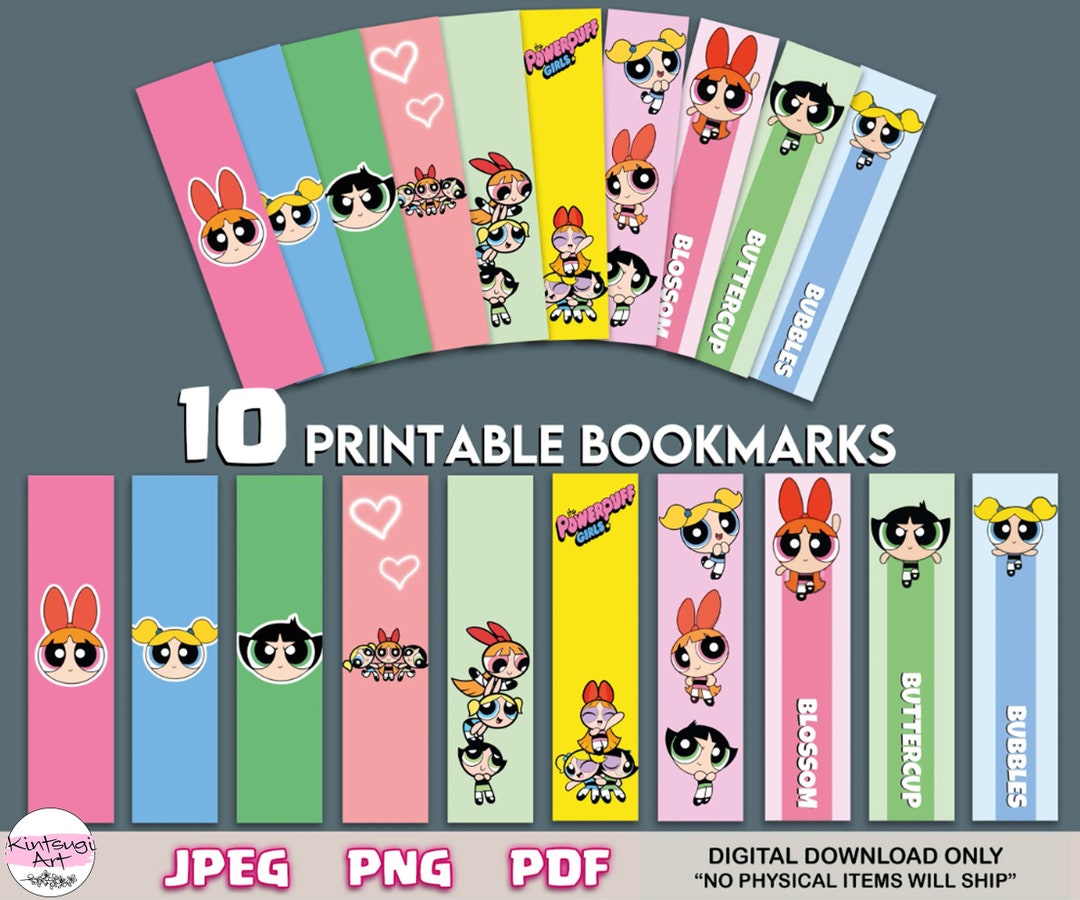 Power Puff Girls Printable Bookmarks Template (digital Download) - Etsy