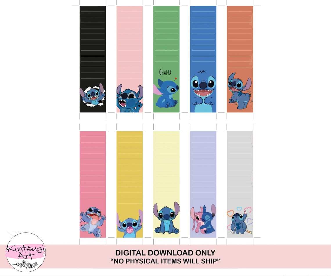 Stitch Printable Bookmarks Template Printable Bookmarks - Etsy