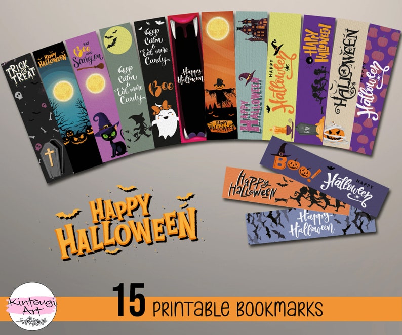 Halloween Printable Bookmarks Template Printable Bookmarks - Etsy