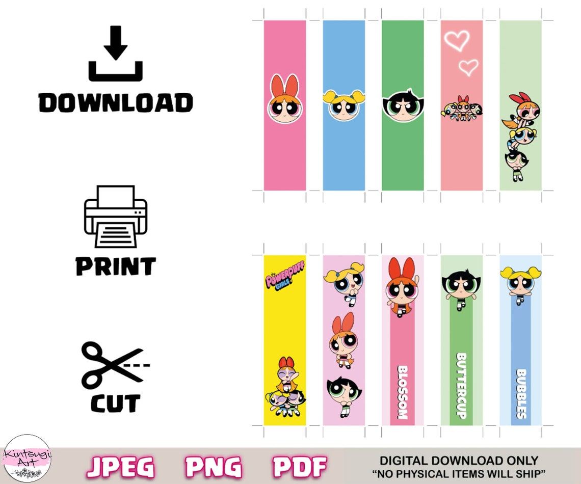 Power Puff Girls Printable Bookmarks Template Printable - Etsy
