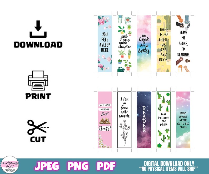 Printable Bookmarks Template, Printable Bookmarks Set, Bookmarks ...
