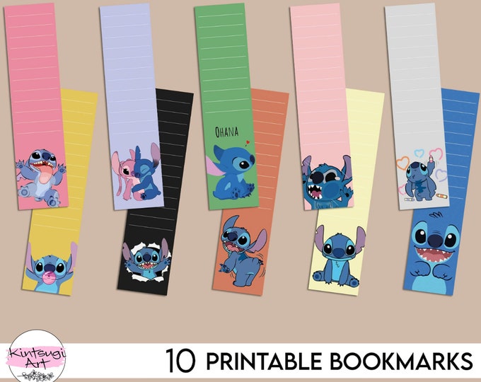 Set of 16 Stitch Digital Bookmarks to Download and Print - Silhouette ...